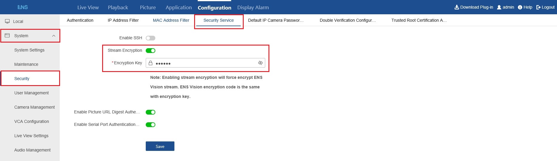 Ens Recorder Invalid Encryption Key Error Message Web Gui 